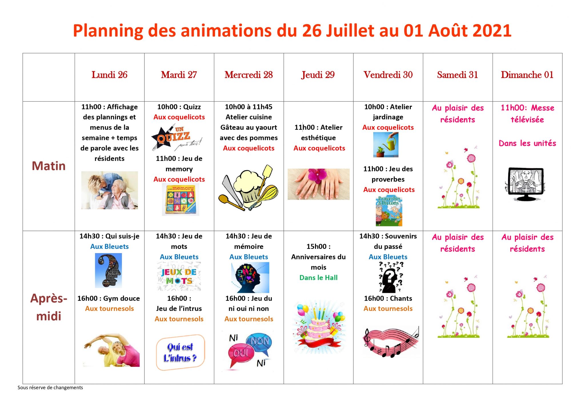 Planning D’Activités Ehpad – Planning Animation En Ehpad – PAADPN